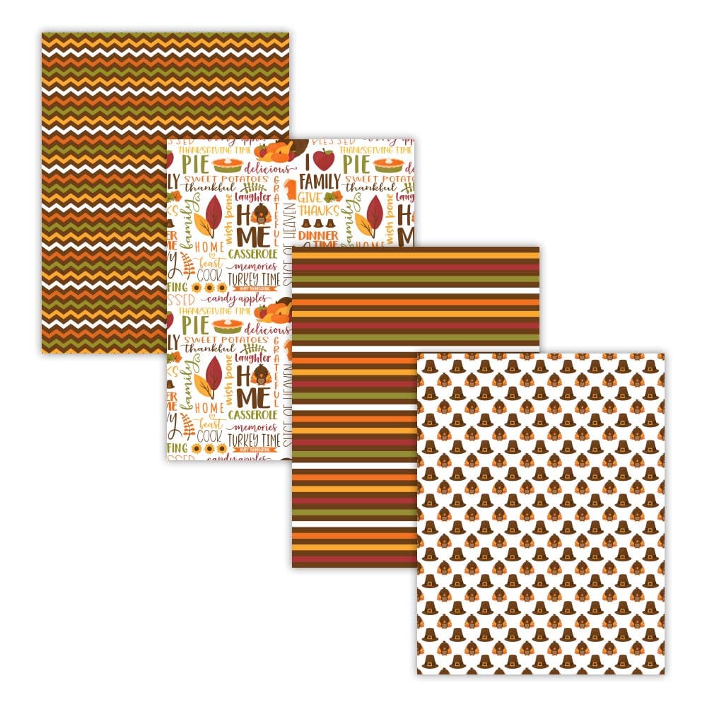 Thanksgiving Digital Paper Pack, Fall Turkey Pumpkin Pilgrim Hat ...