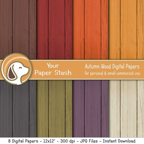 Wood Digital Paper Pack Warm Autumn Colored Backgrounds | Etsy