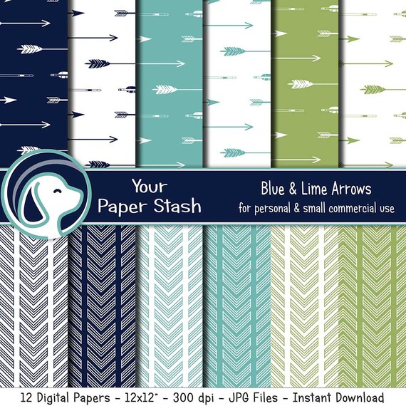 Navy Blue Lime Green Scrapbook Paper Blue Patterns Scrapbook Paper