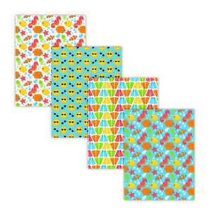 Printable Summer Digital Paper Pack, Fish Digital Scrapbook Background ...