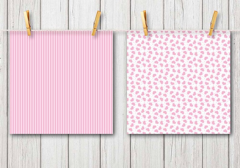 Red & Pink Valentine's Day Heart Digital Paper for Wedding Engagement ...