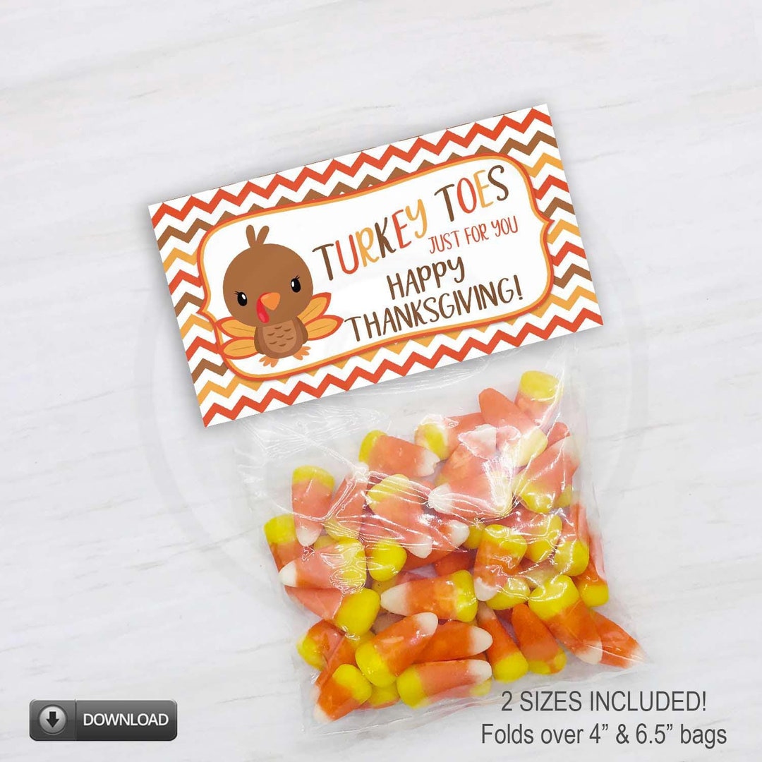 Printable Turkey Toes Treat Bag Toppers for Thanksgiving & Autumn ...