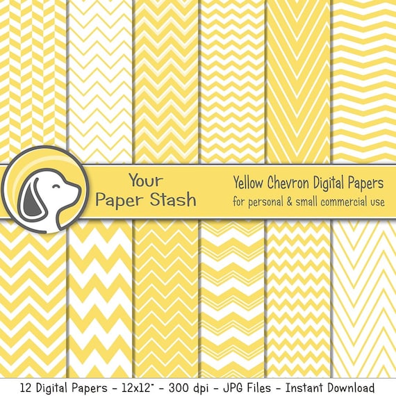 Yellow Chevron Digital Paper Pack for Spring Easter & Birthday | Etsy