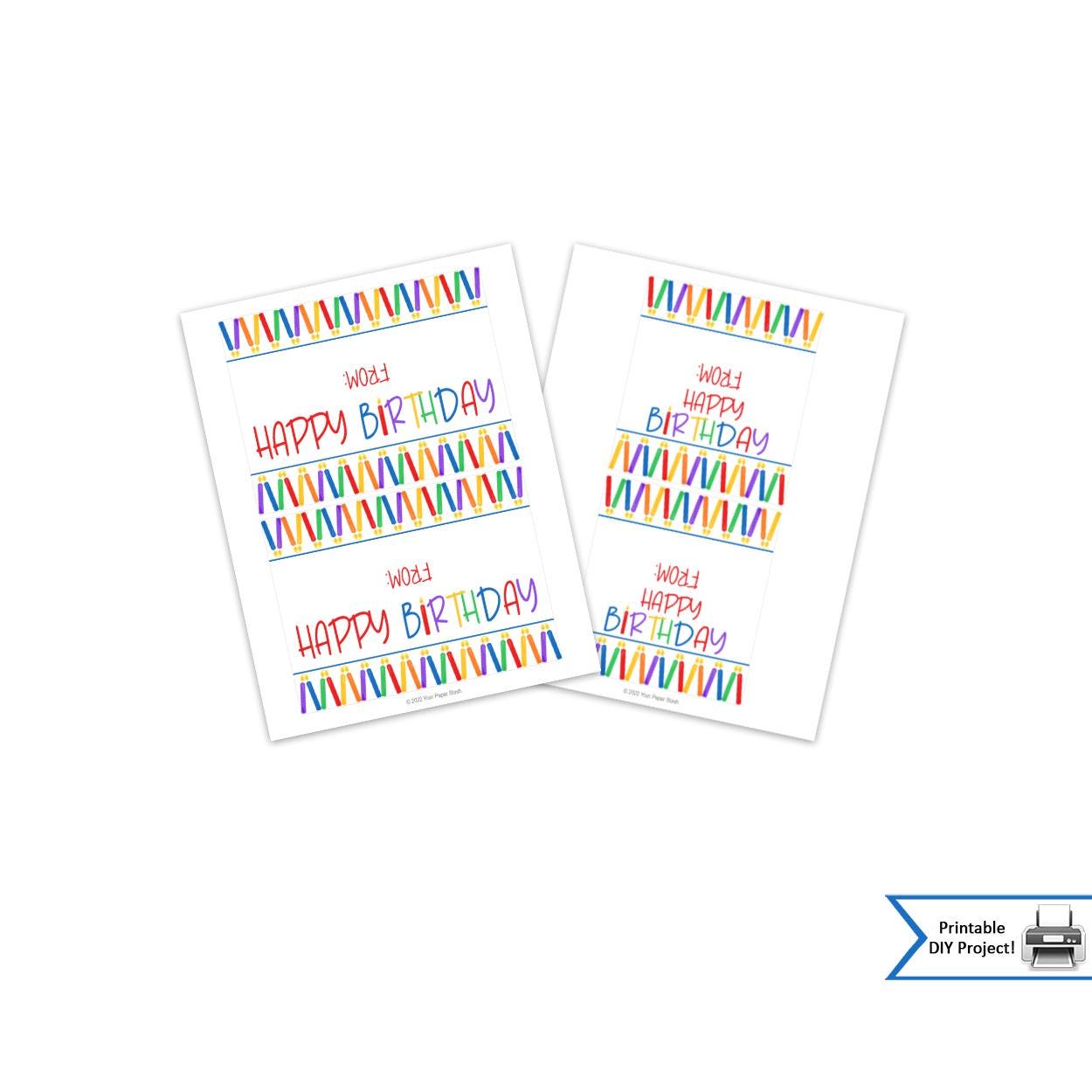 Happy Birthday Printable Treat Bag Toppers, Birthday Party Candle Candy ...