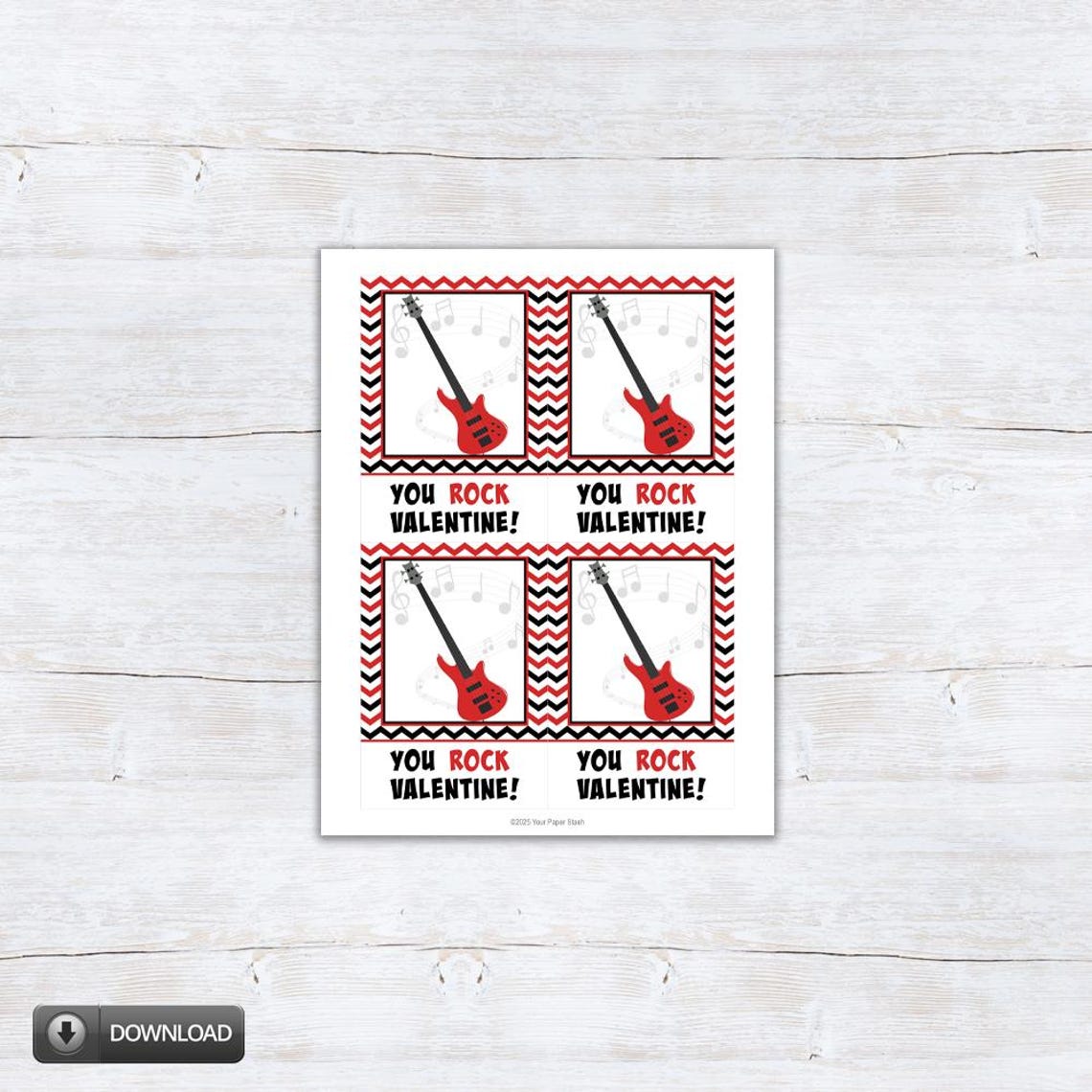 Valentine You Rock Printable Cookie Card, Kid's Valentine Printable ...