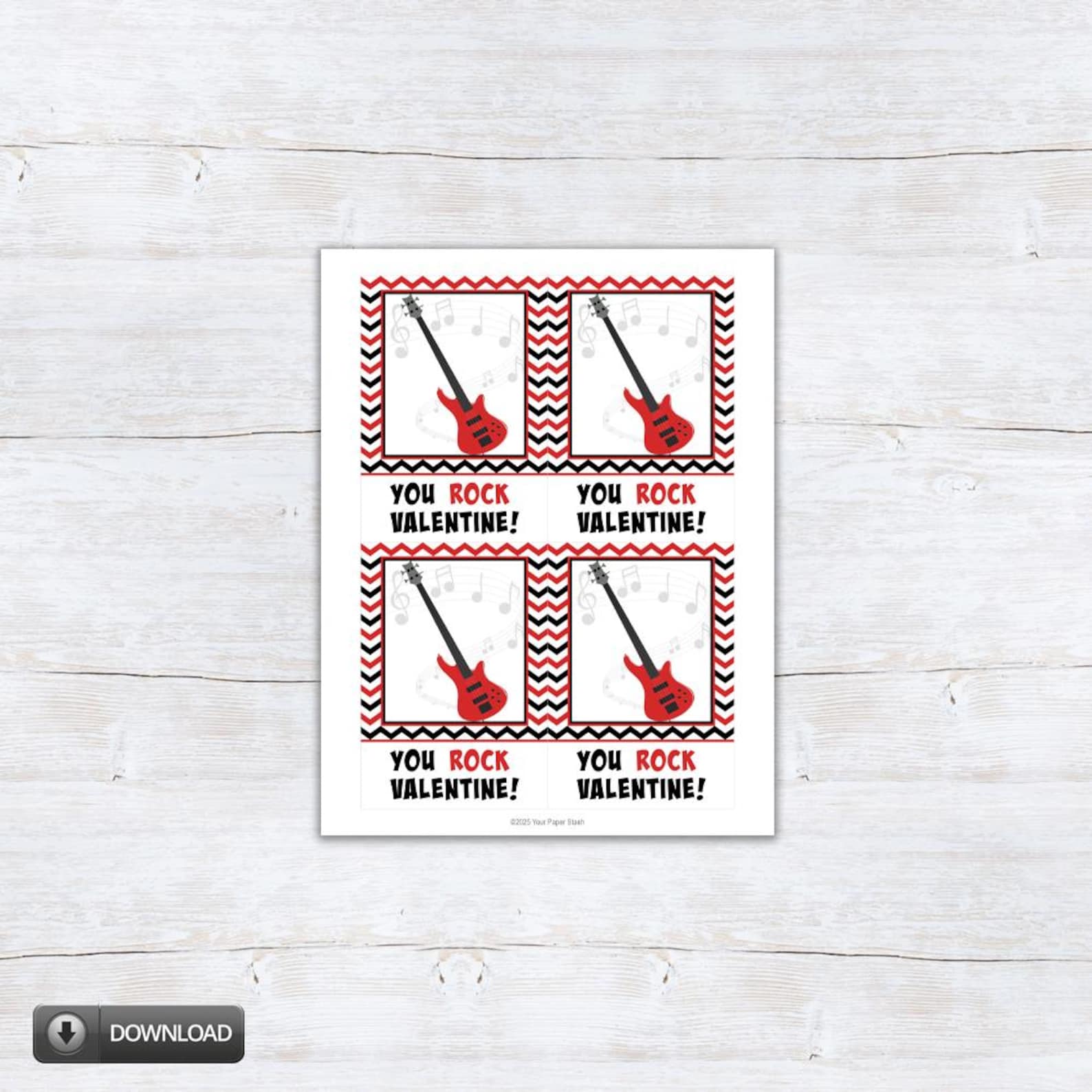 Valentine You Rock Printable Cookie Card, Kid's Valentine Printable ...