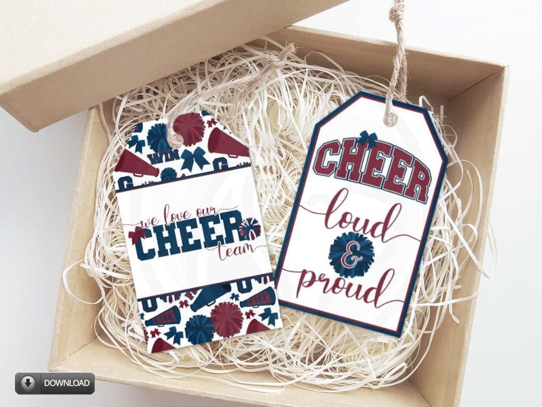 Printable Cheerleading Gift Tags, Navy Maroon Cheer Team Squad Gift ...