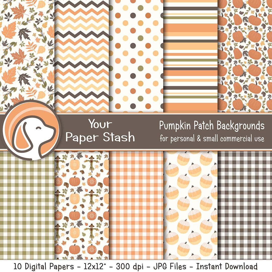 Autumn Digital Scrapbook Papers for Thanksgiving & Halloween With ...