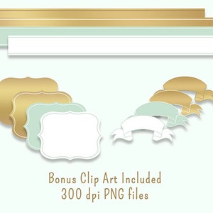 Mint Green & Gold Digital Paper Pack for Spring Weddings Anniversary ...