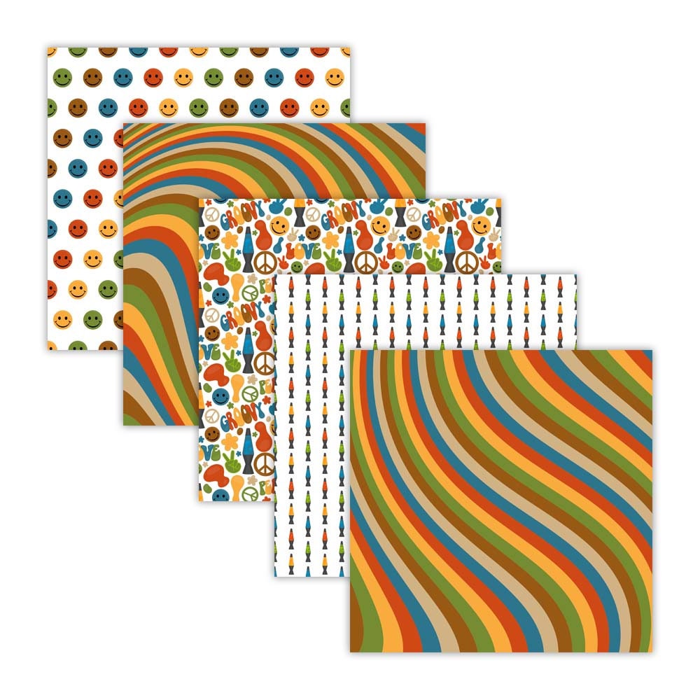 Retro 60s Groovy Digital Scrapbookd Paper Smiley Face Lava - Etsy