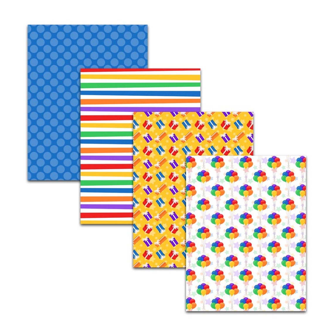 Printable Rainbow Birthday Digital Papers for Creating Banners - Etsy