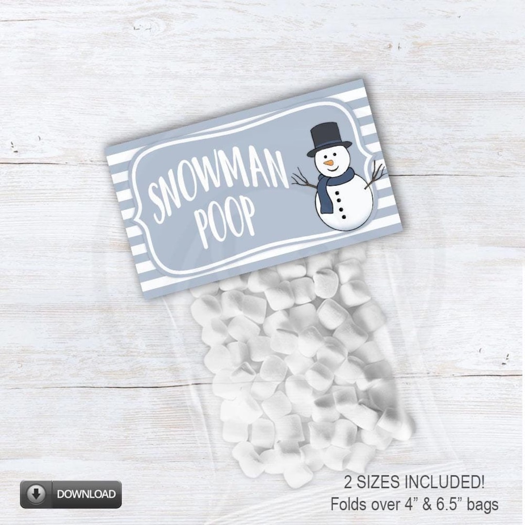 Snowman Poop Printable Treat Bag Toppers, Christmas Winter Snowman ...