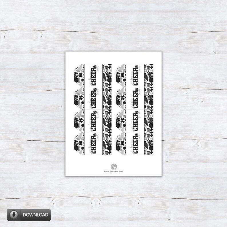Printable Cheer Gift Tags, Black Silver Gray Cheerleader Tags for ...