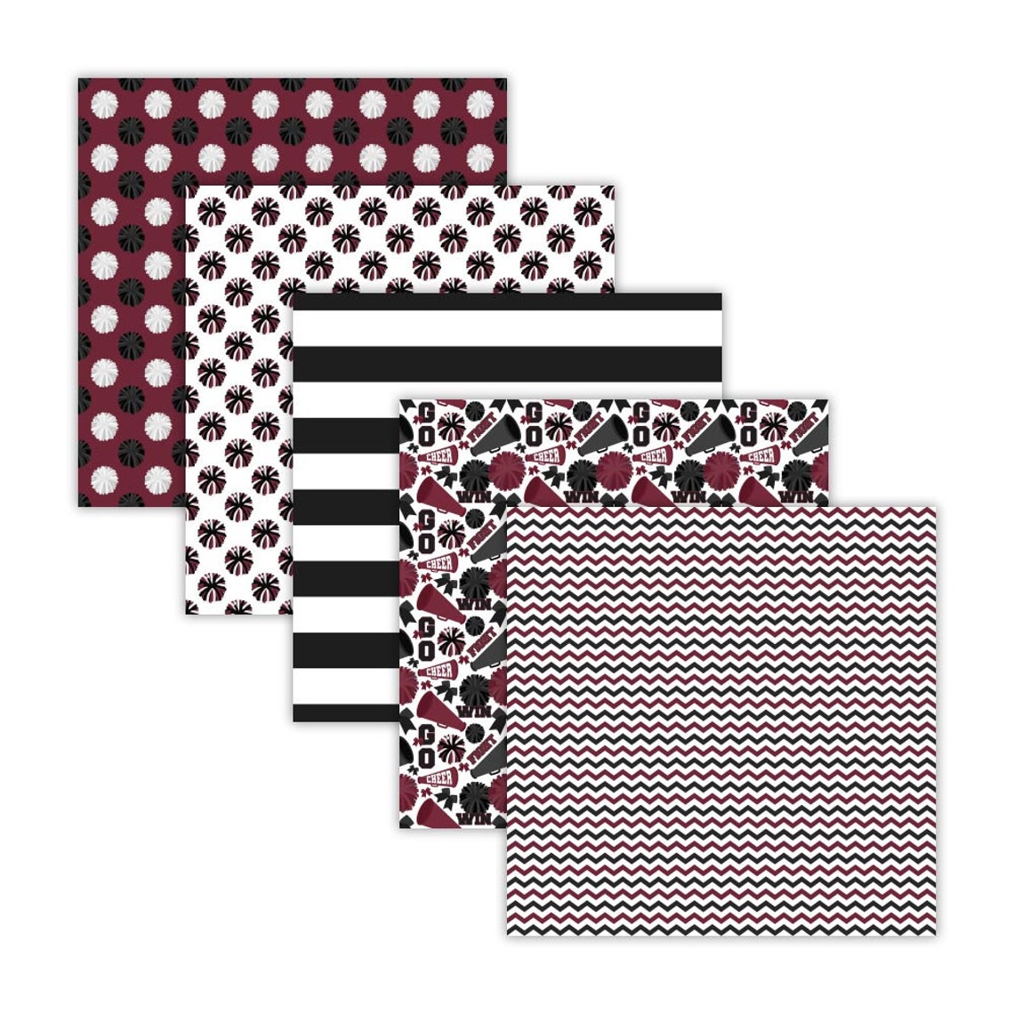 Seamless Cheerleading Digital Scrapbook Papers Maroon - Etsy