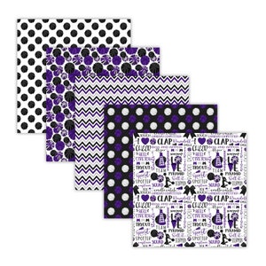 Seamless Cheerleader Digital Scrapbook Papers, Purple Black Gray ...