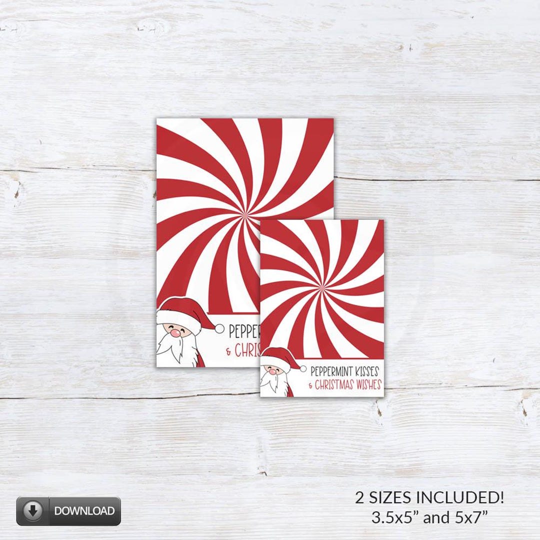 Peppermint Santa Cookie Cards | Printable Christmas Note Cards ...