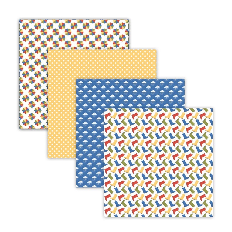 Spring Rain Digital Scrapbook Papers & Backgrounds With Rain Boots ...