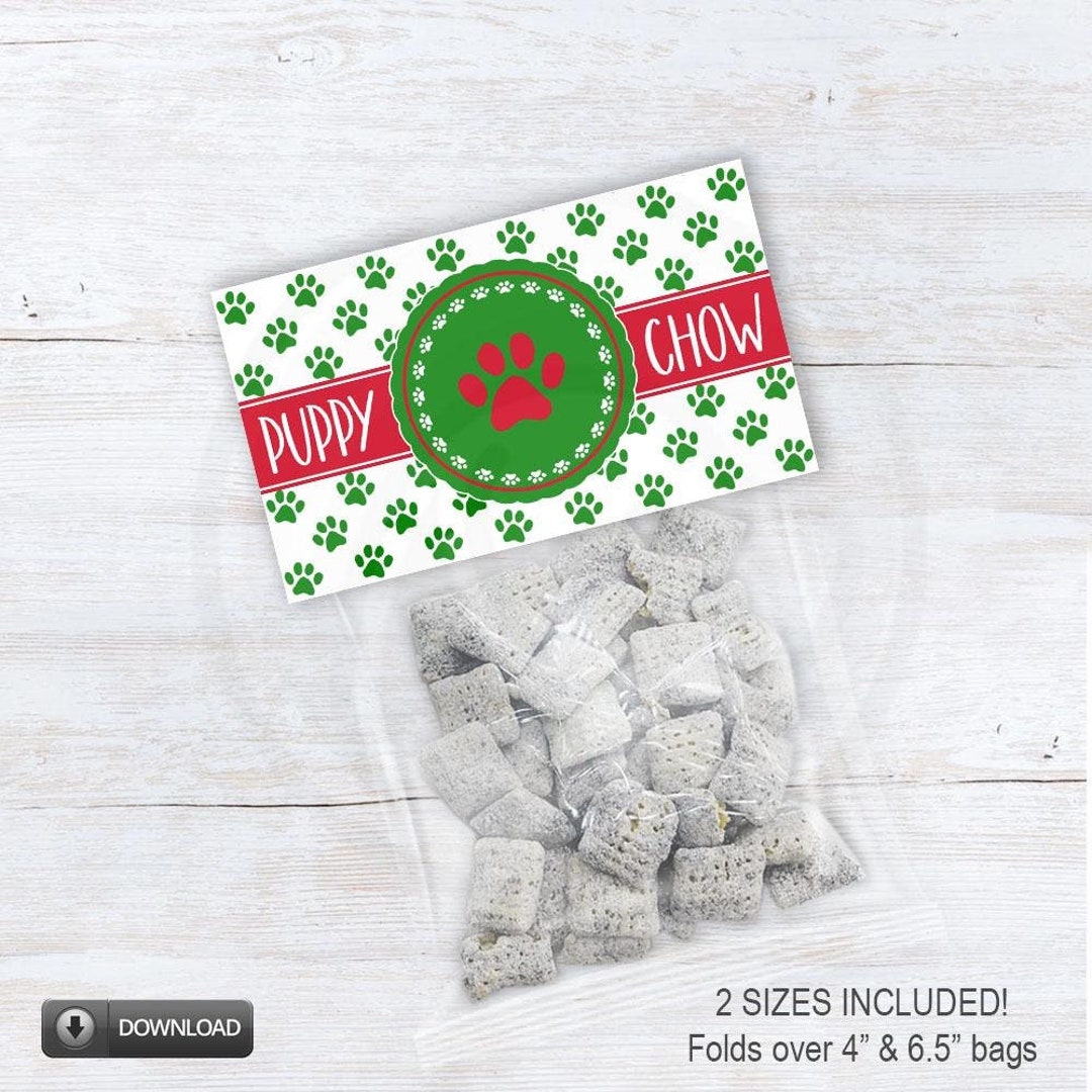 Christmas Puppy Chow Treat Bag Toppers in 2 Sizes, Printable Happy ...