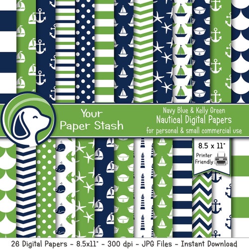 Navy Blue & Gold Nautical Digital Paper Pack for Birthday Baby | Etsy