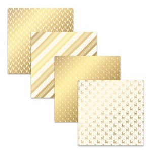 White & Gold Christmas Digital Paper, Elegant Christmas and Holiday ...