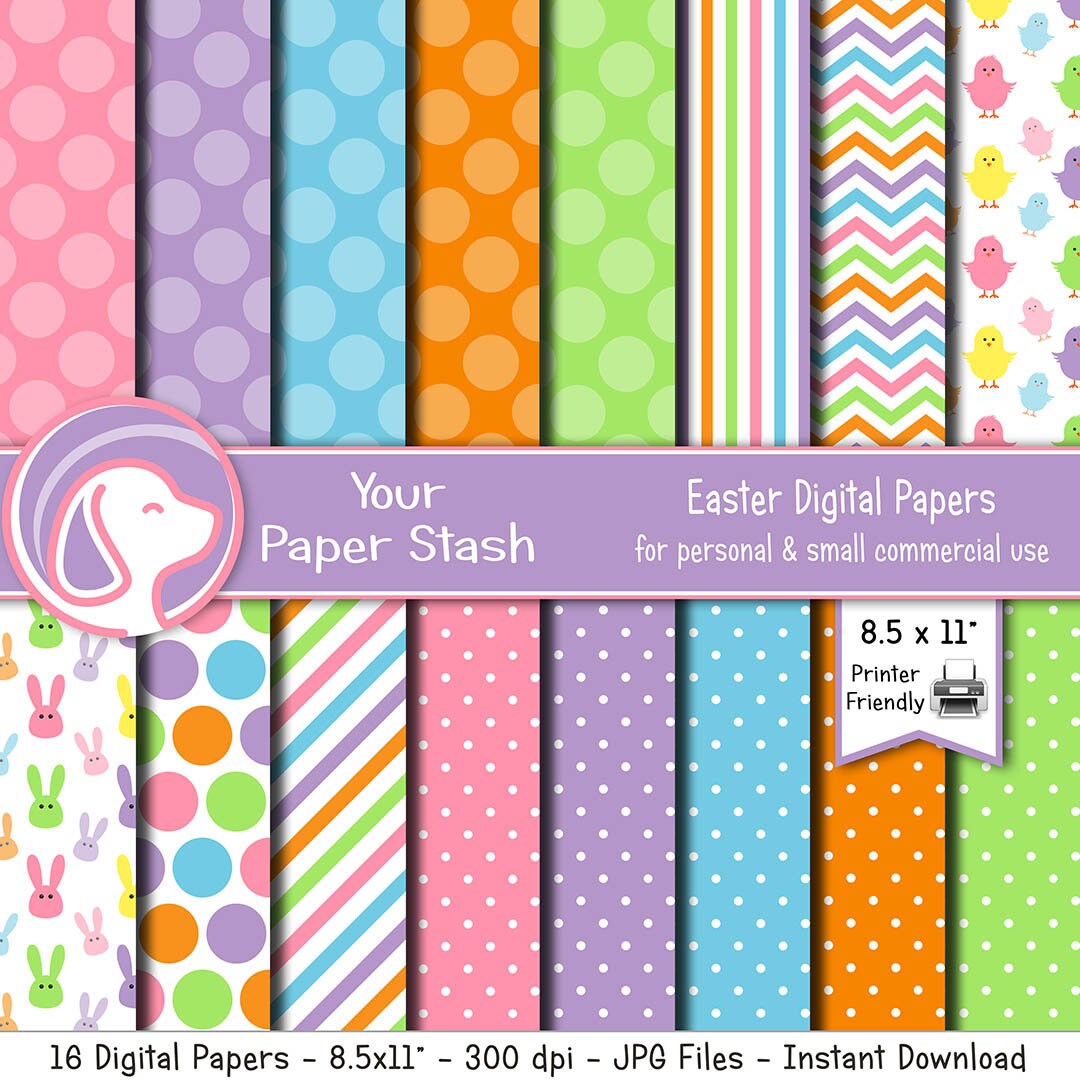 Paper, Party & Kids CM105 Easter Bunny Paw Carrot Backgrounds Spring ...