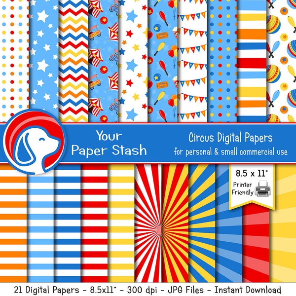 Circus Digital Paper - Etsy