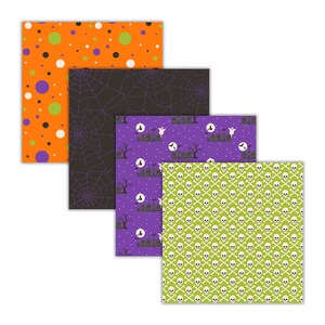 Halloween Digital Scrapbook Paper, Spooky Ghost Spiders Cemetery Web ...