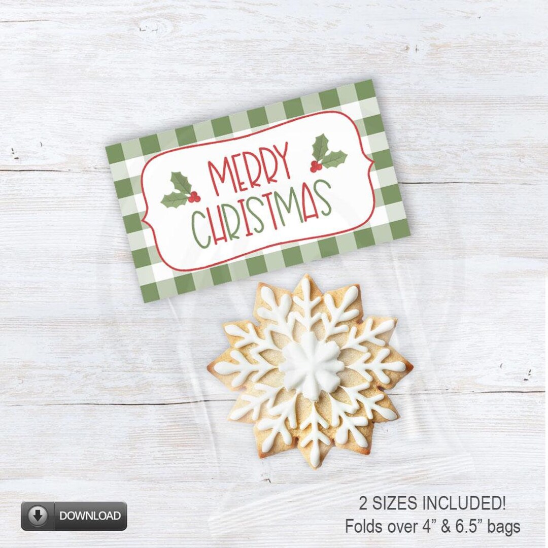 Christmas Treat Candy Cookie Bag Toppers, Farmhouse Buffalo Check Bag ...