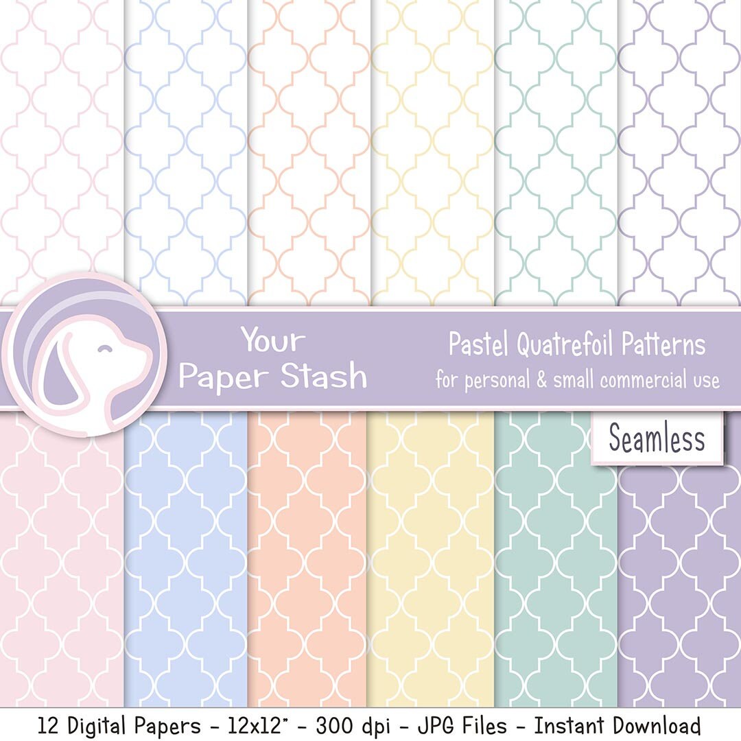 Quatrefoil Moroccan Seamless Digital Patterns, Pastel Spring Easter ...