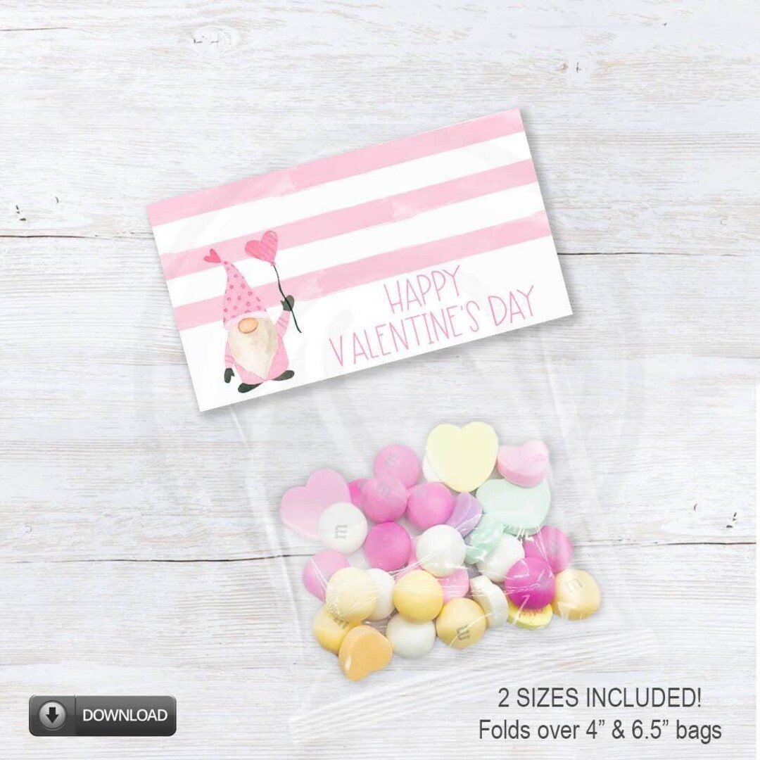 Valentine's Day Gnome Treat Bag Toppers, Printable Valentine's Day ...