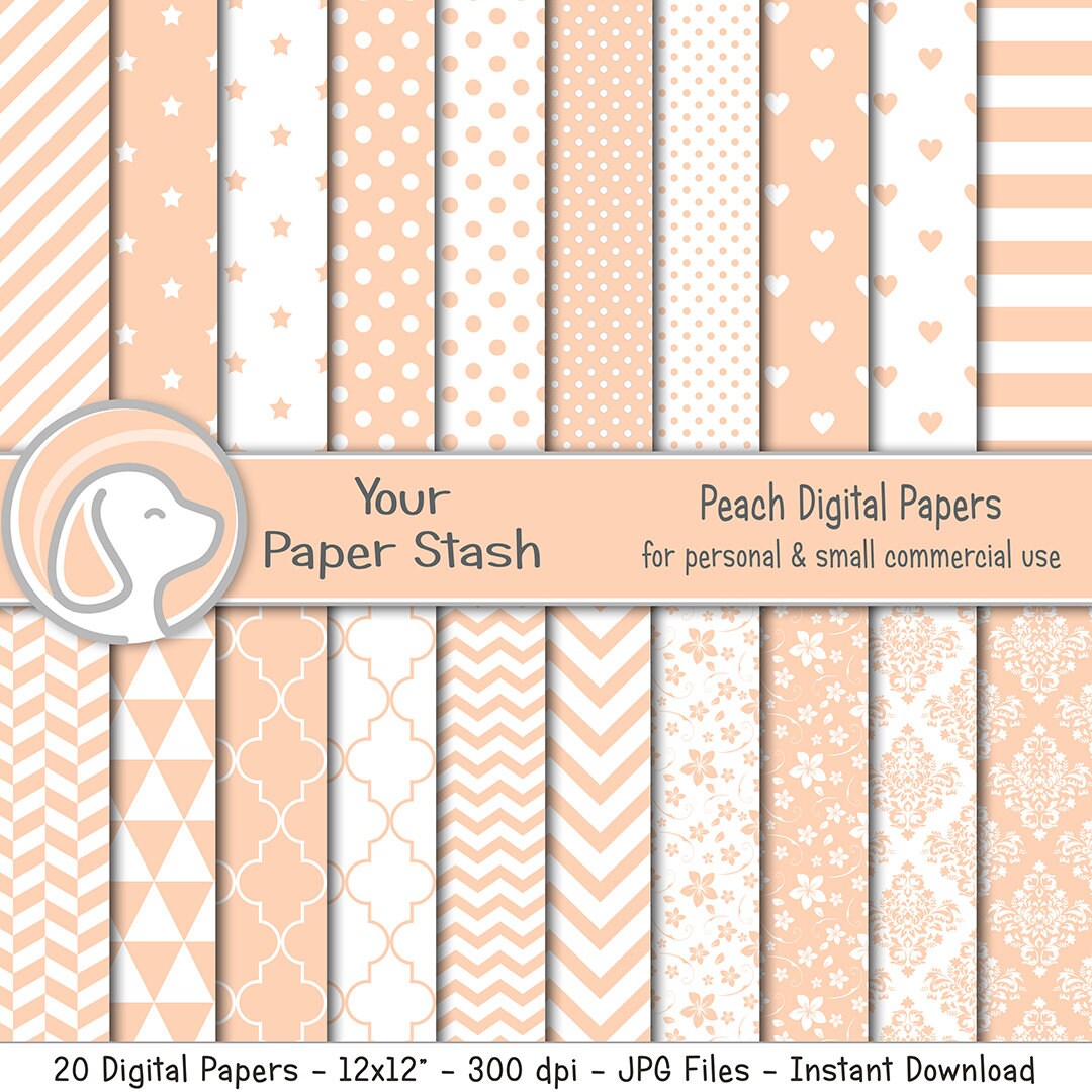Peach Digital Scrapbook Paper for Spring and Summer Birthdays and ...
