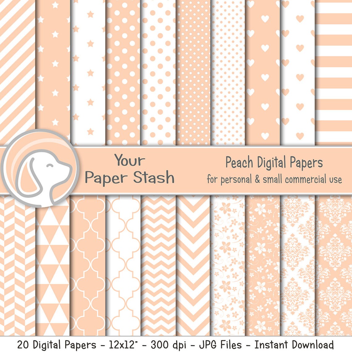 Peach Digital Scrapbook Paper for Spring and Summer Birthdays - Etsy