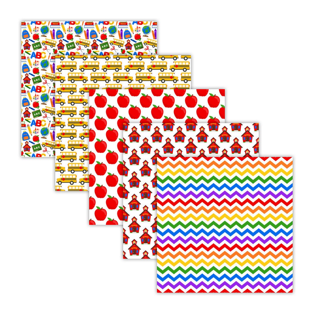 Back to School Digital Paper Pack, Kid Scrapbooking Paper Patterns ...