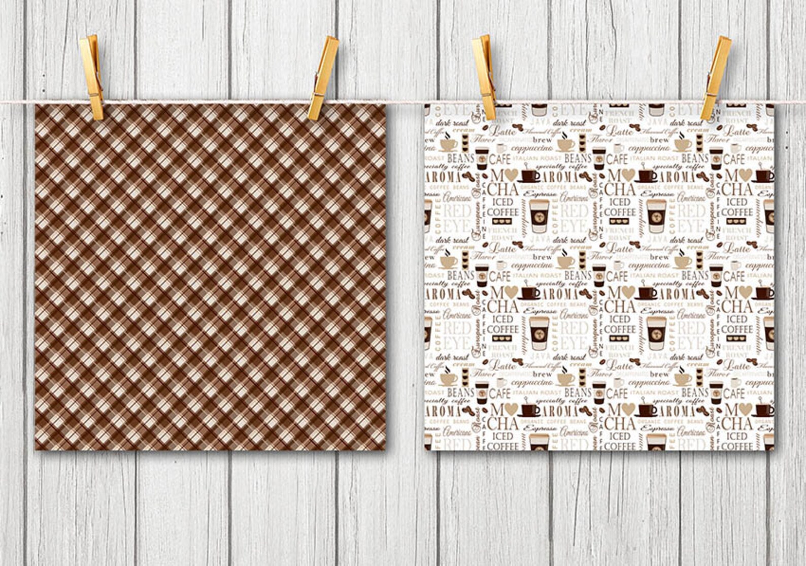 Coffee Shop Digital Paper Pack With Coffee Beans Mocha Latte Espresso ...