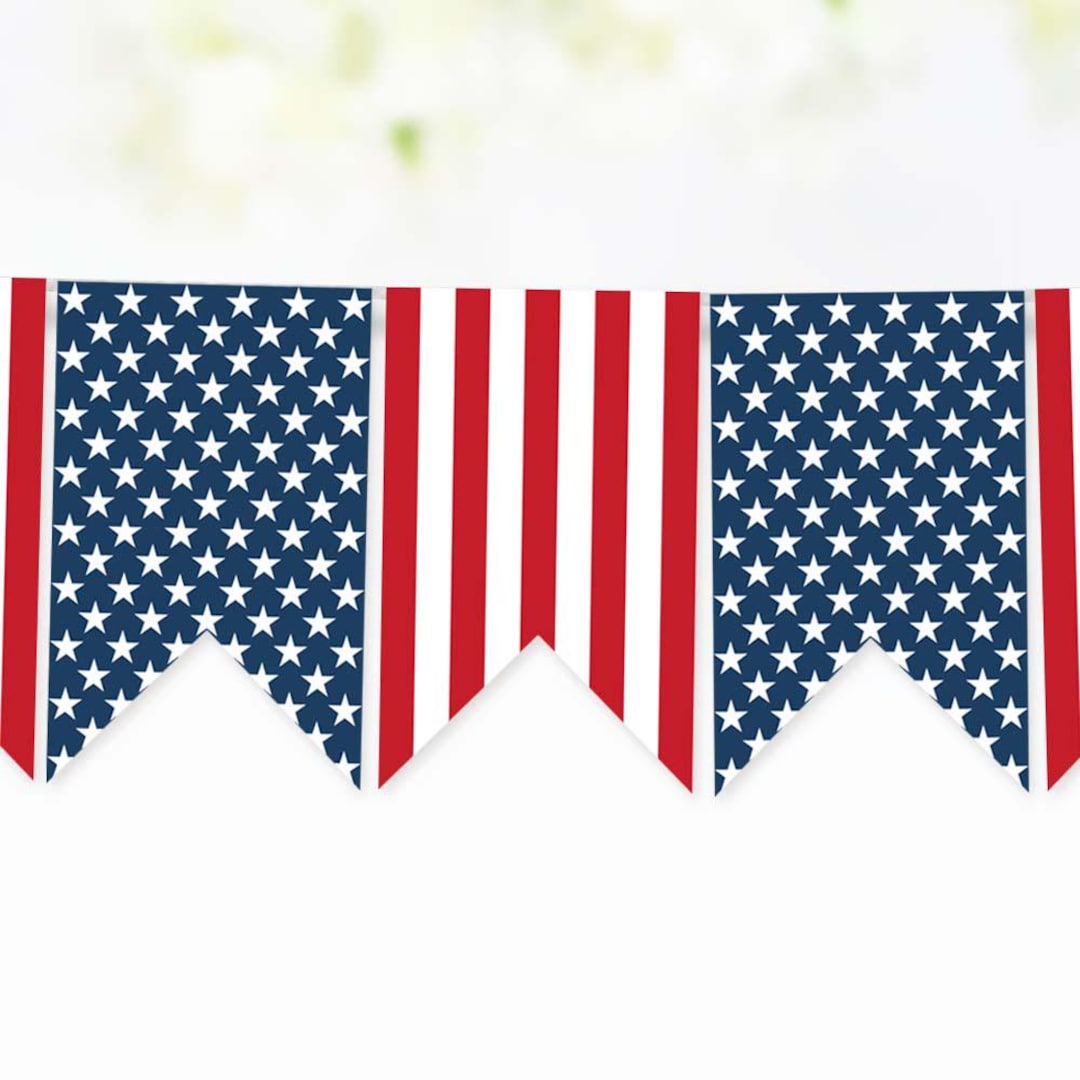 Printable Patriotic American Flag Banner | American Flag Stars and ...