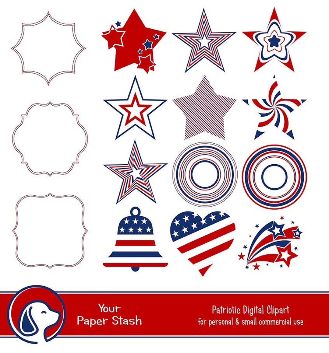 Patriotic Clip Art for 4th of July Veteran's Day and Memorial Day, Red ...
