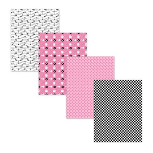 8.5x11" Pink Retro Sock Hop Printable Digital Paper Pack, Music Class ...