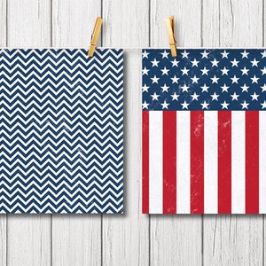 Patriotic 4th of July Digital Papers, Red White Blue Backgrounds ...