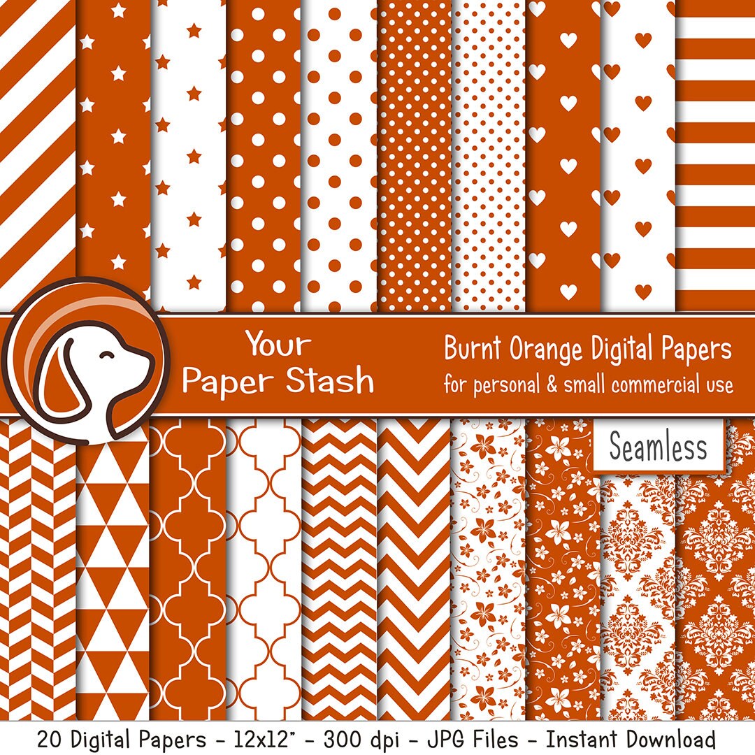 Seamless Burnt Orange Fall Digital Paper, Autumn Scrapbook Paper ...