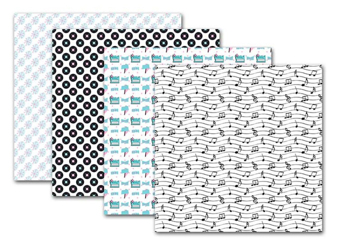 Retro 50s Sock Hop Digital Scrapbook Paper W/ Checkerboard Poodle ...