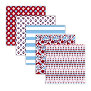 Cheerleading Digital Scrapbook Papers, Light Blue Red Cheerleader Cheer ...