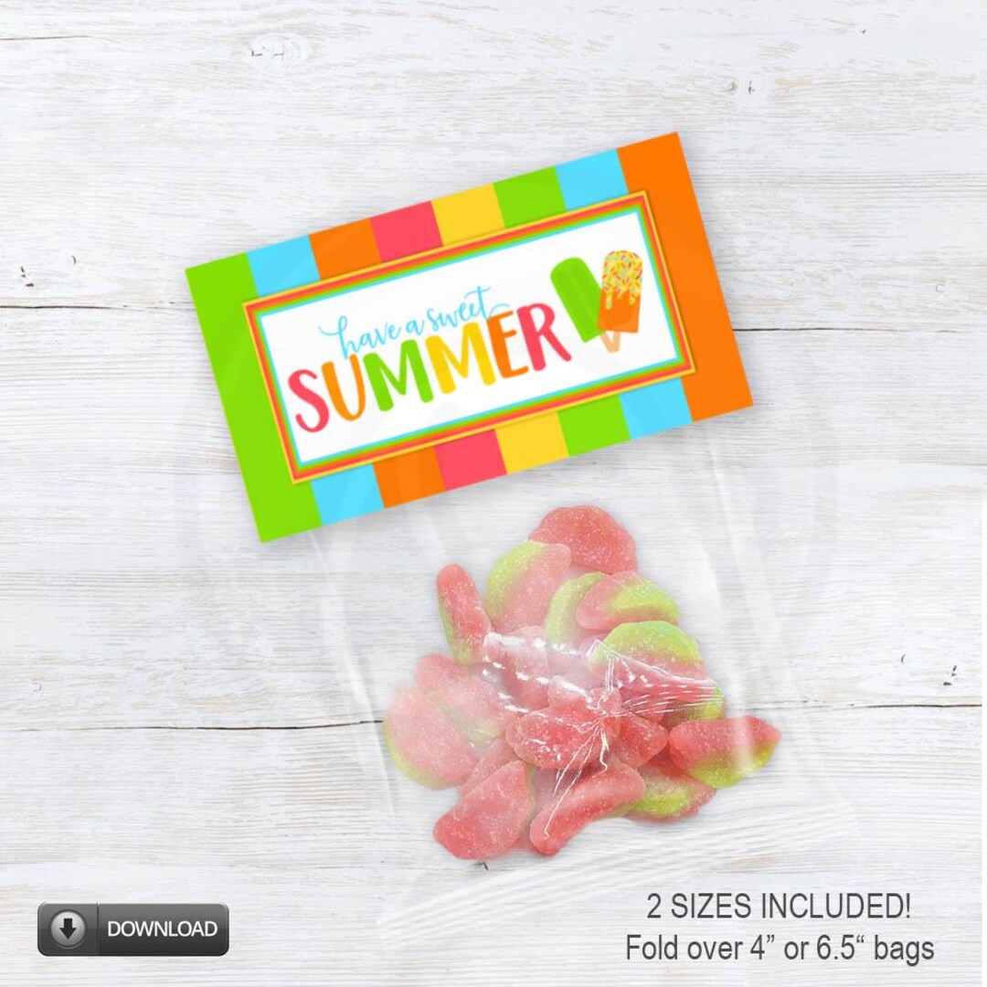 Sweet Summer Treat Bag Topper, Printable Candy or Cookie Favor for End ...