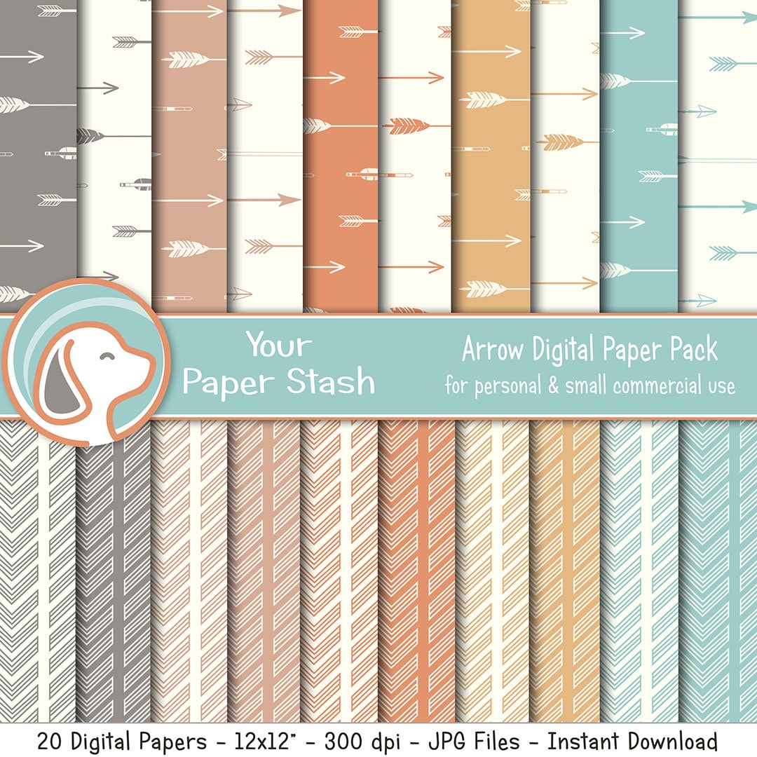 Tribal Arrow Digital Scrapbook Papers for Thanksgiving & Autumn ...