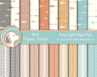 Tribal Arrow Digital Paper Pack, Aztec Scrapbook Papers and Backgrounds ...
