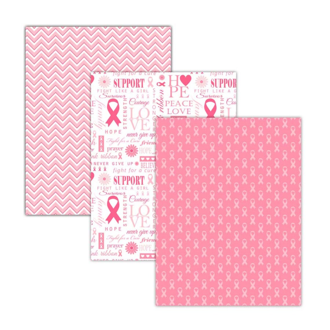 Breast Cancer Awareness Digital Papers, Pink Hope Ribbon Backgrounds, 8 ...
