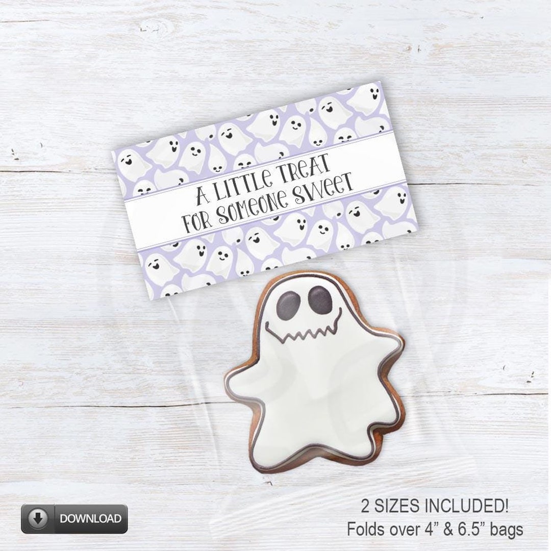 Halloween Ghost Printable Treat Bag Toppers, Lavender Ghost Cookie and ...