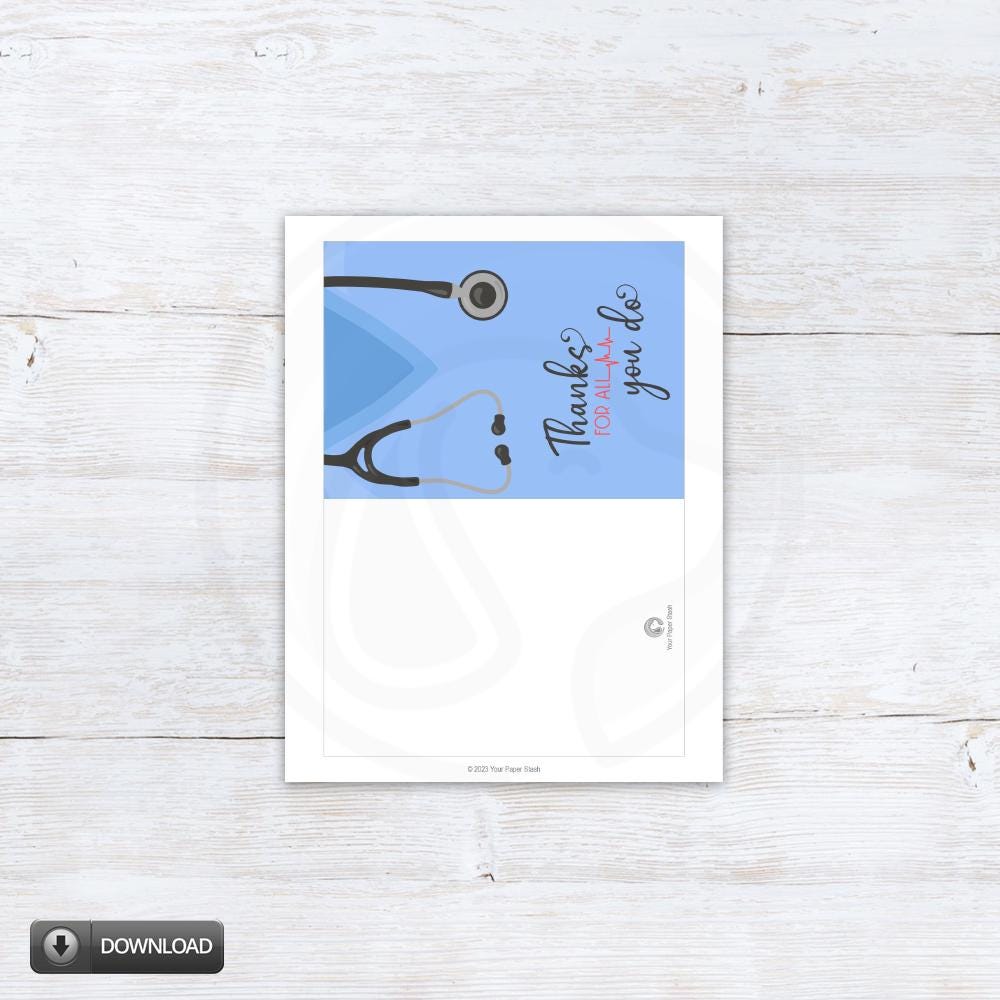 Thanks for All You Do Printable Card – Nurse or Doctor Appreciation ...
