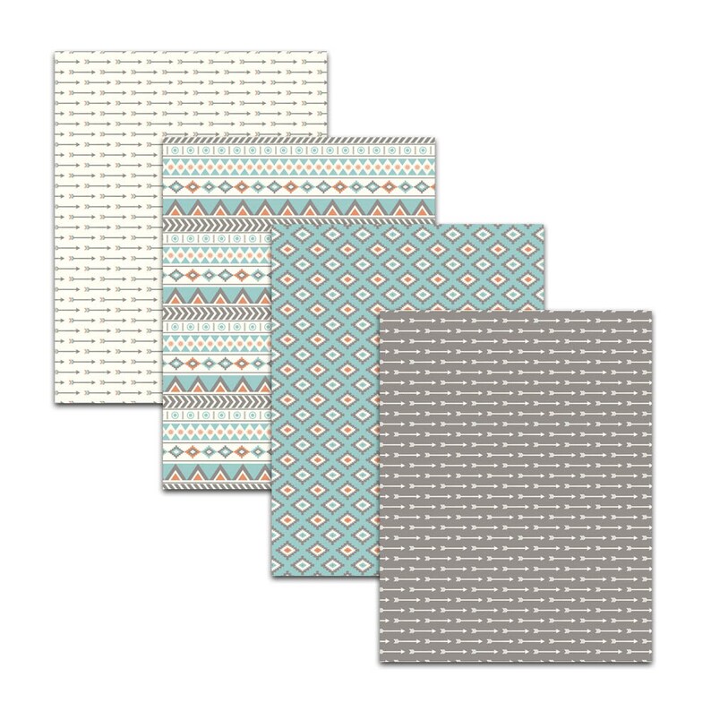 8.5x11 Tribal & Arrow Themed Digital Scrapbook Papers | Etsy
