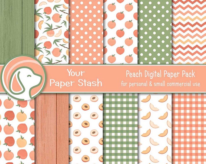 Just Peachy Peach Digital Paper Pack Peach Fruit Scrapbook - Etsy