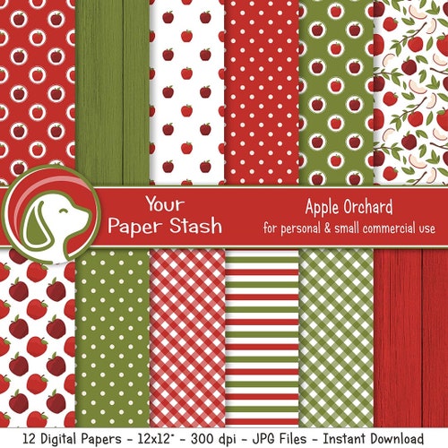 Apple Themed Digital Paper Pack With Wood Backgrounds Fruity - Etsy